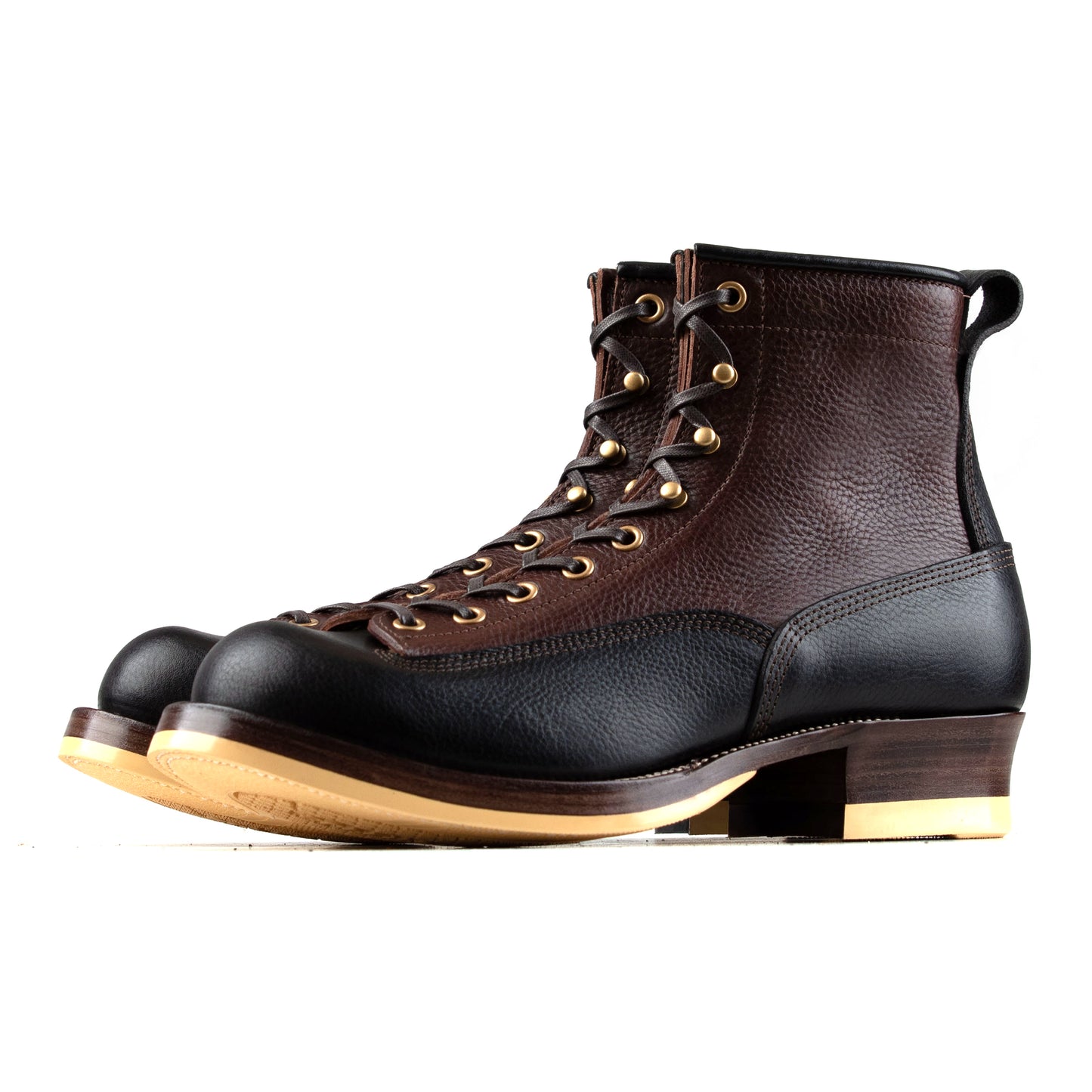 Monkey boots - Brown/Black Grain Bull Hide - xbxs®boots factory – xbxsboots